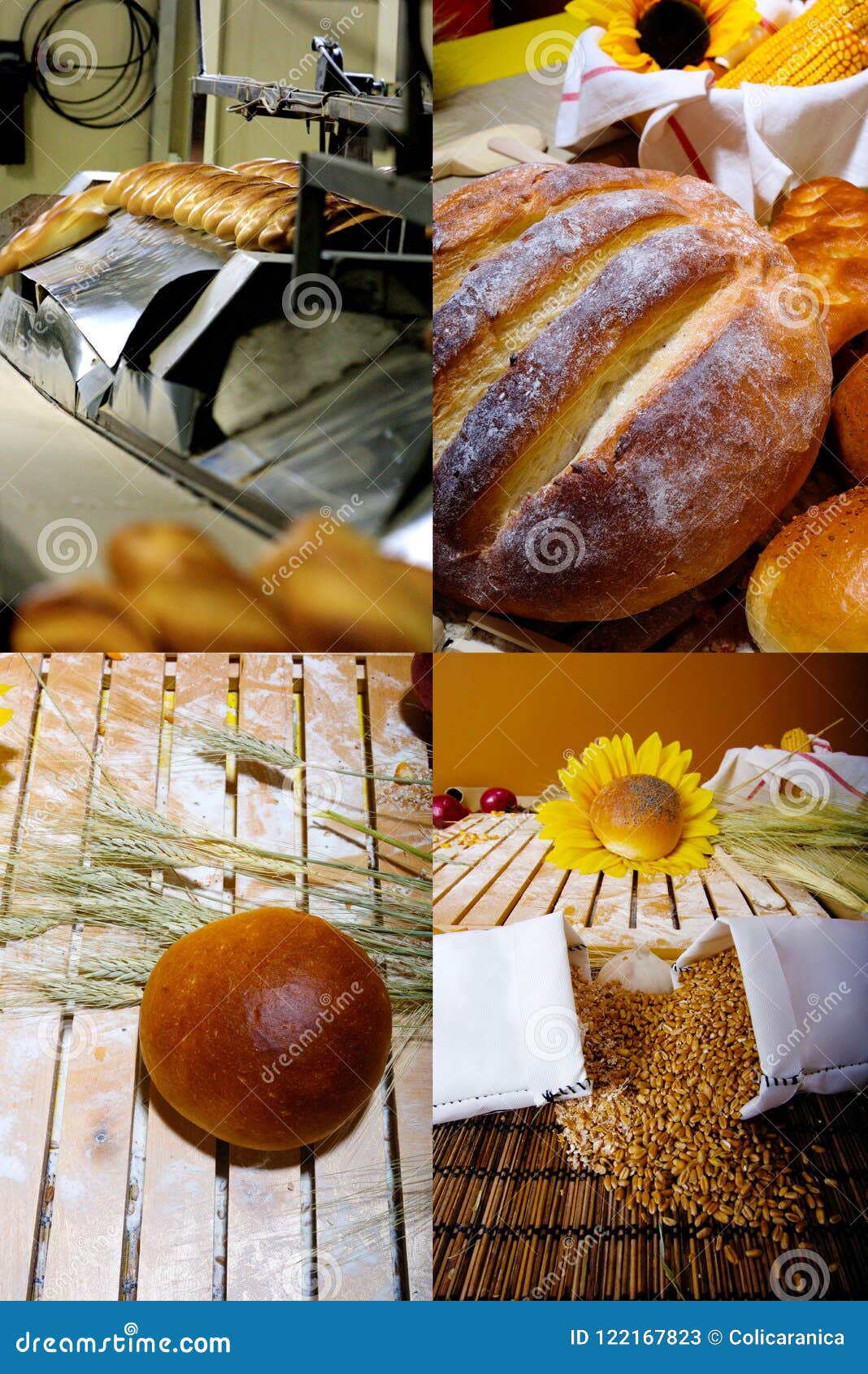 Bread Specialty Factory. Grid 2x2, Screen Split in Four Parts Stock ...