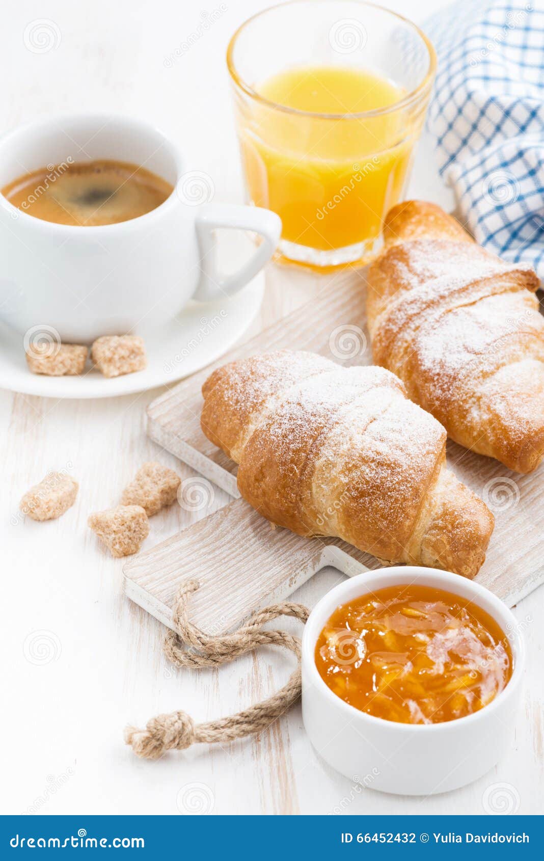 Traditional Breakfast with Fresh Croissants, Vertical Stock Photo ...