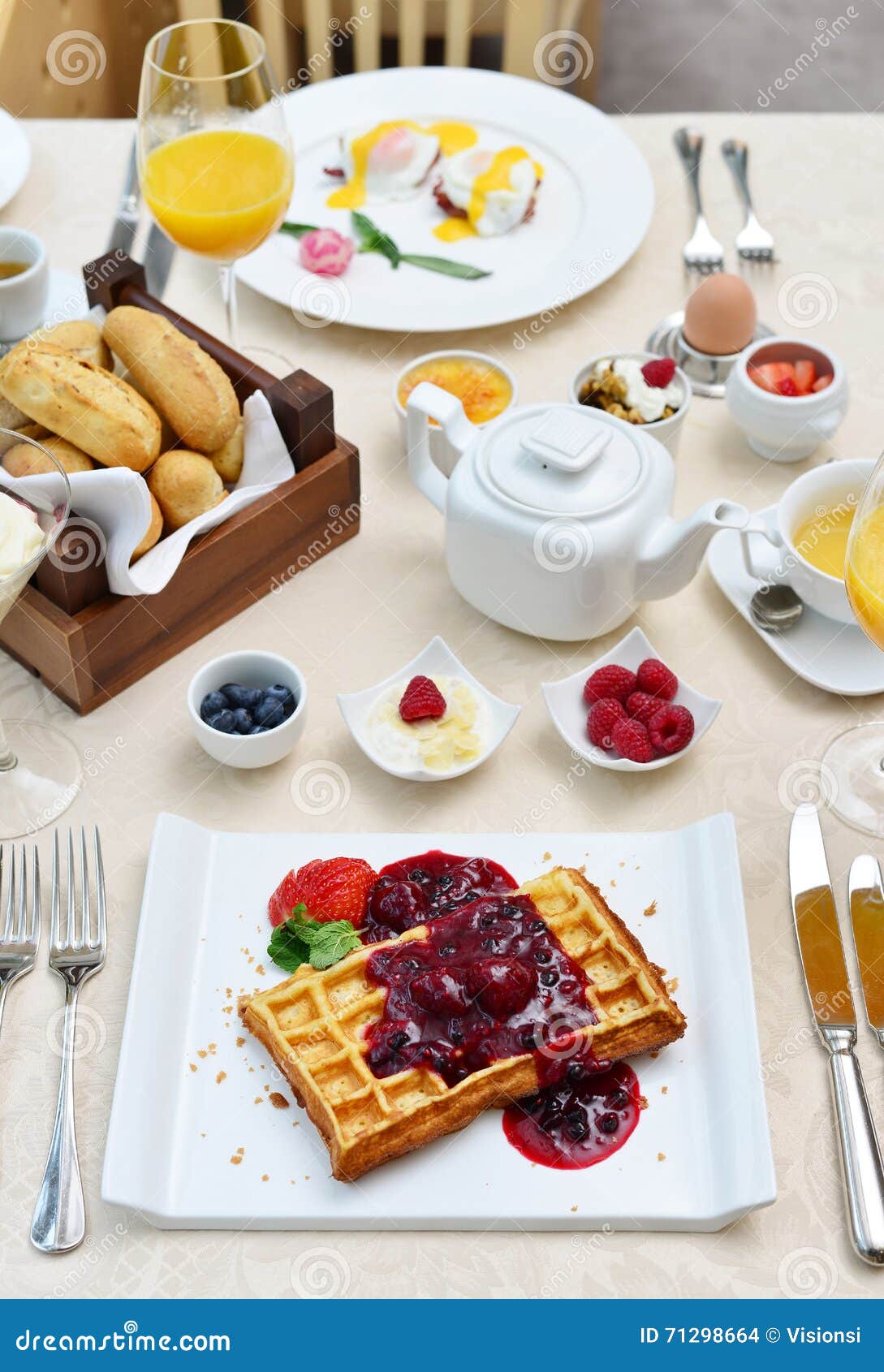 Traditional Breakfast in the Luxury Hotel Stock Photo - Image of grain ...