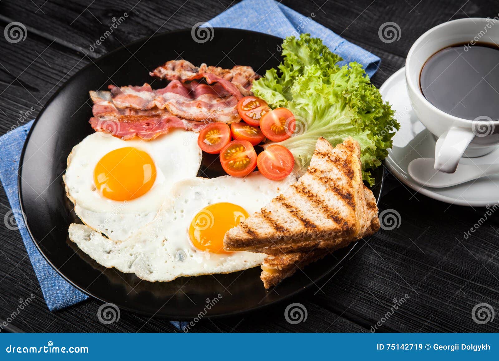 Traditional Breakfast on a Plate Stock Image - Image of pork, delicious ...