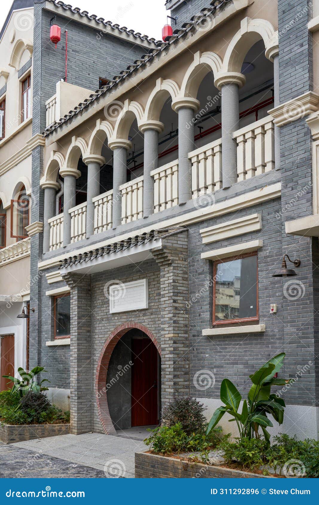 Traditional Brick Building in Modern Chinese Style Stock Photo - Image ...
