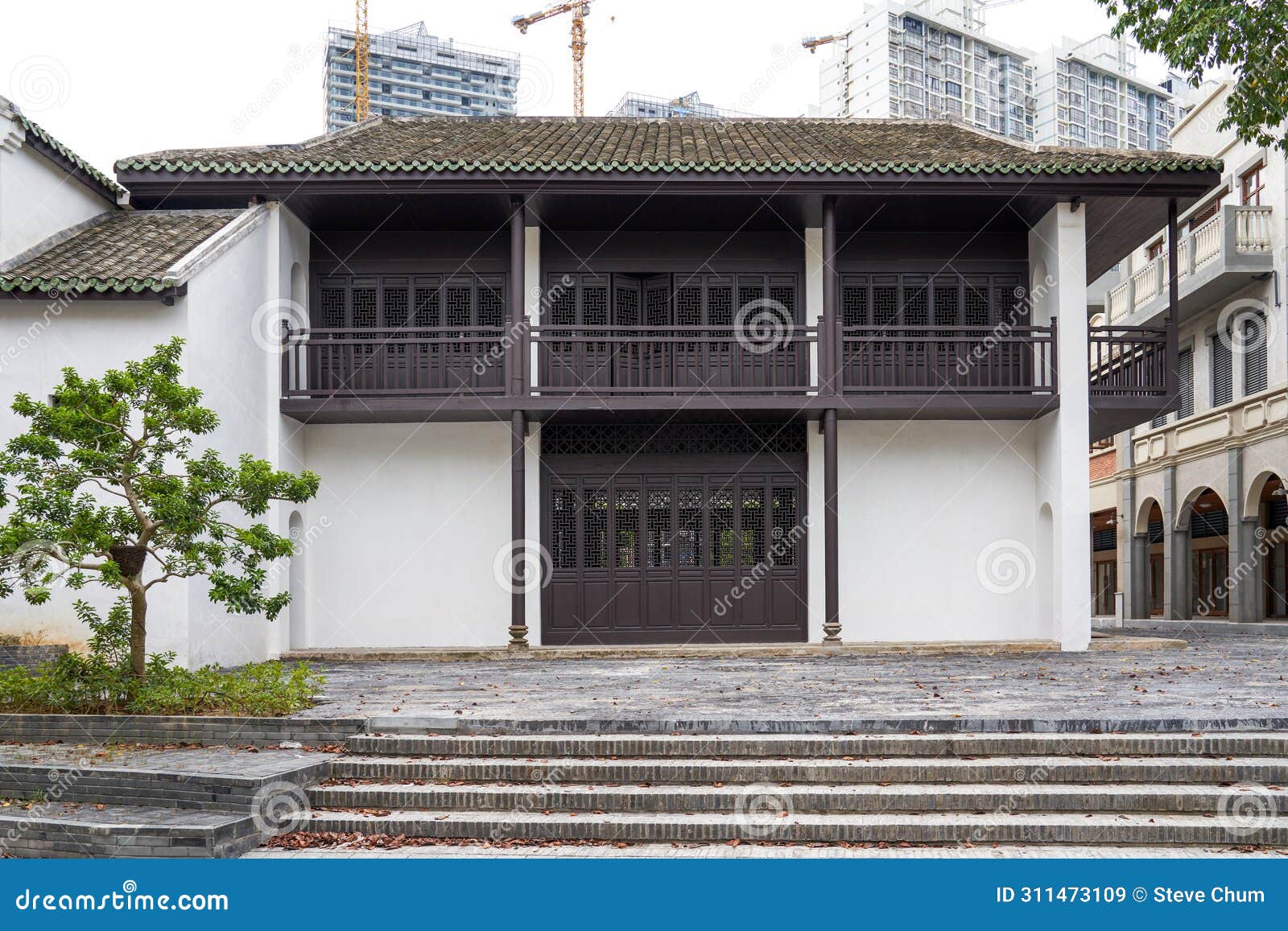 Traditional Brick Building in Modern Chinese Style Stock Image - Image ...