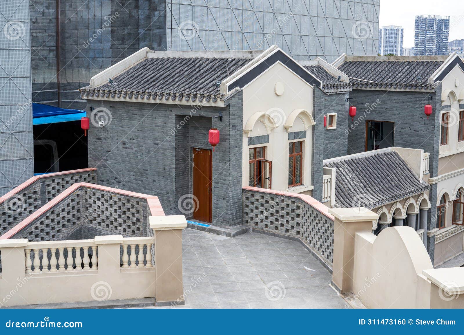 Traditional Brick Building in Modern Chinese Style Stock Photo - Image ...