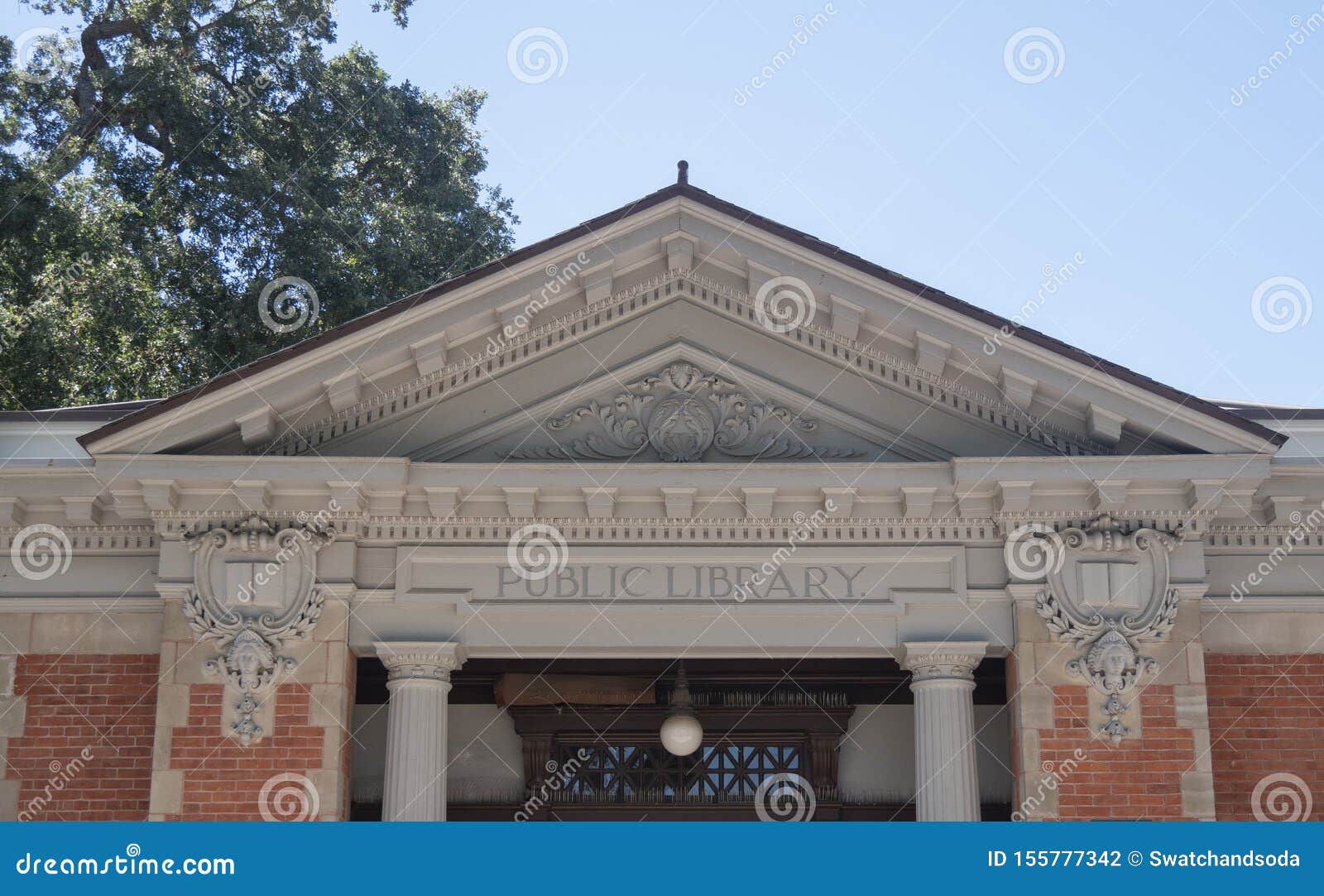 Traditional Brick Public Library Entrance Stock Photo - Image of ...