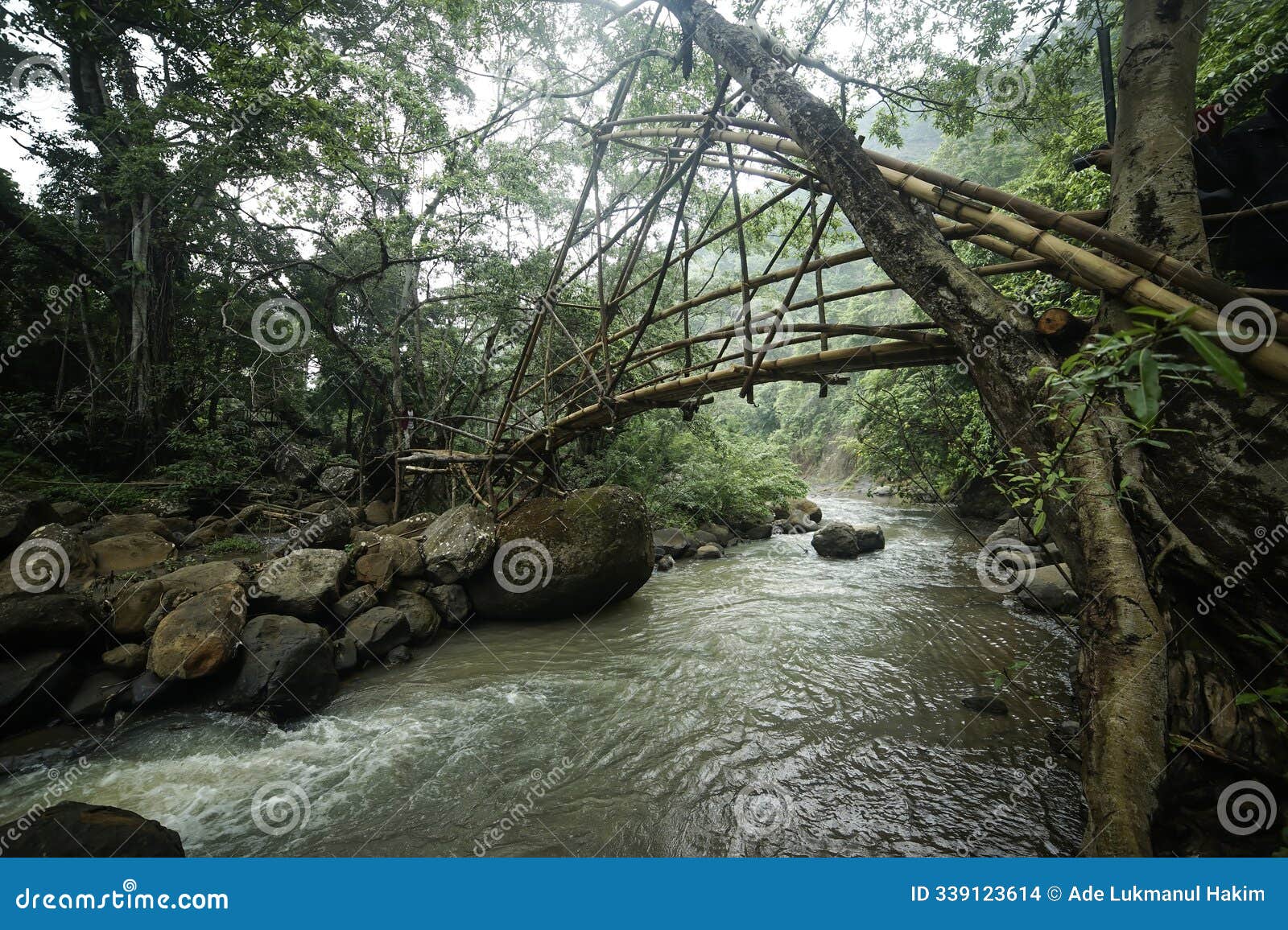 Traditional Bridge Made of Bamboo in Sukabumi, West Java, Indonesia ...