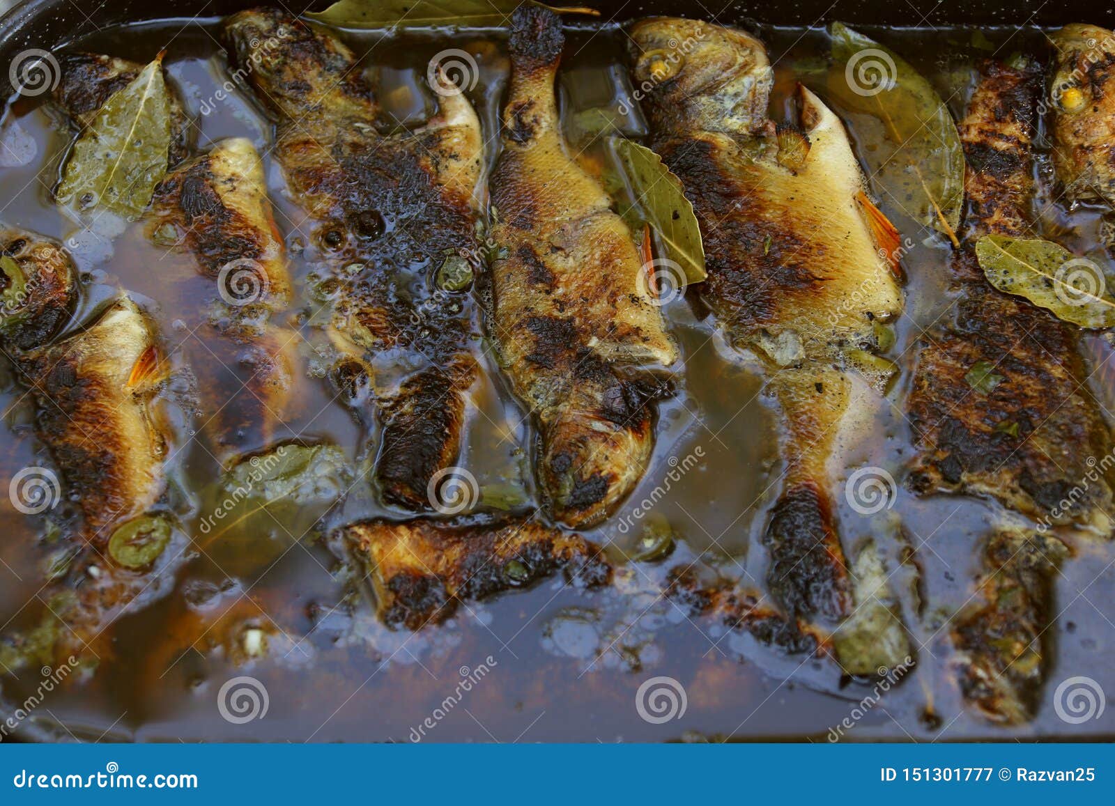 Brine Fish Plate With Vegetables. Traditional Romanian Fish Dish ...