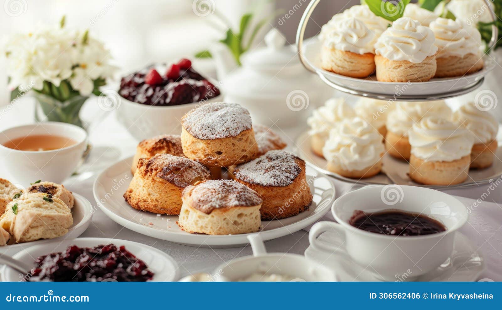 A Traditional British Afternoon Tea Spread, Complete with Scones ...