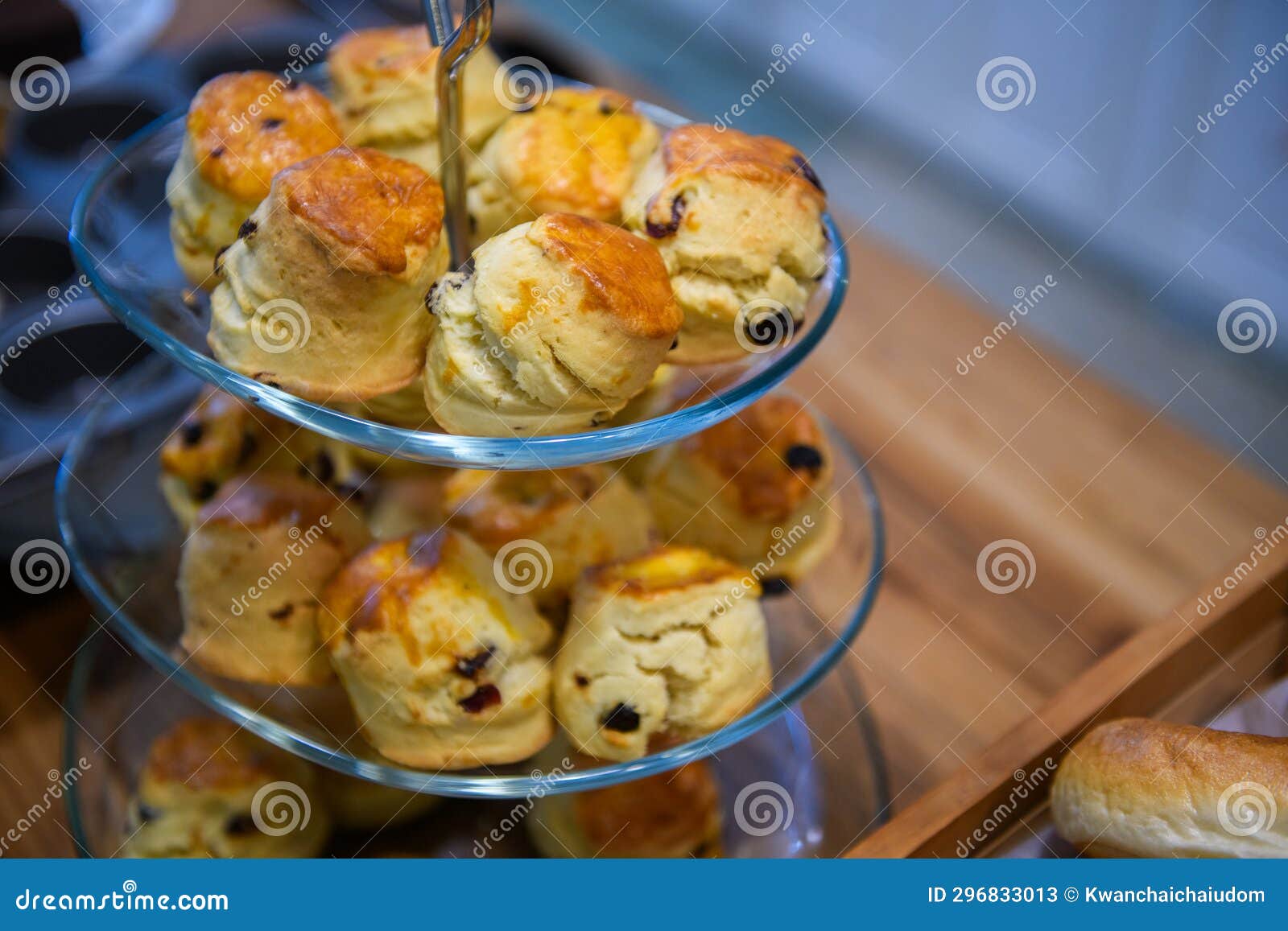 Traditional British Scones with Strawberry Jam for Tea Time in Cafe ...