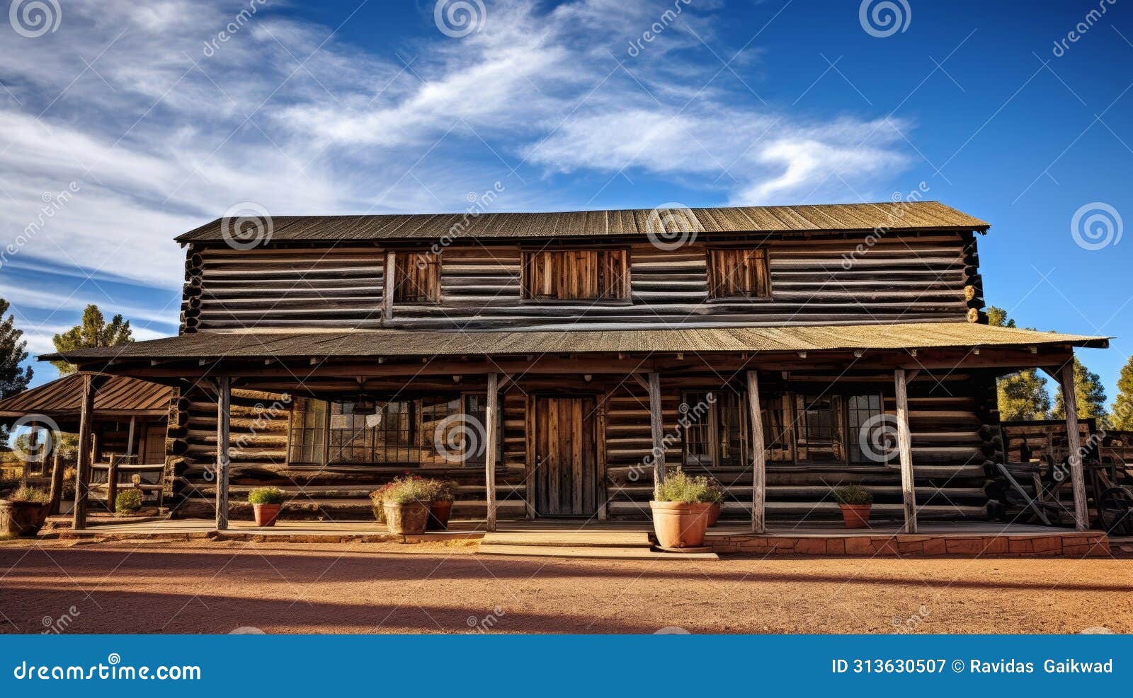 Traditional Building Once Used As a Trading Post Stock Illustration ...
