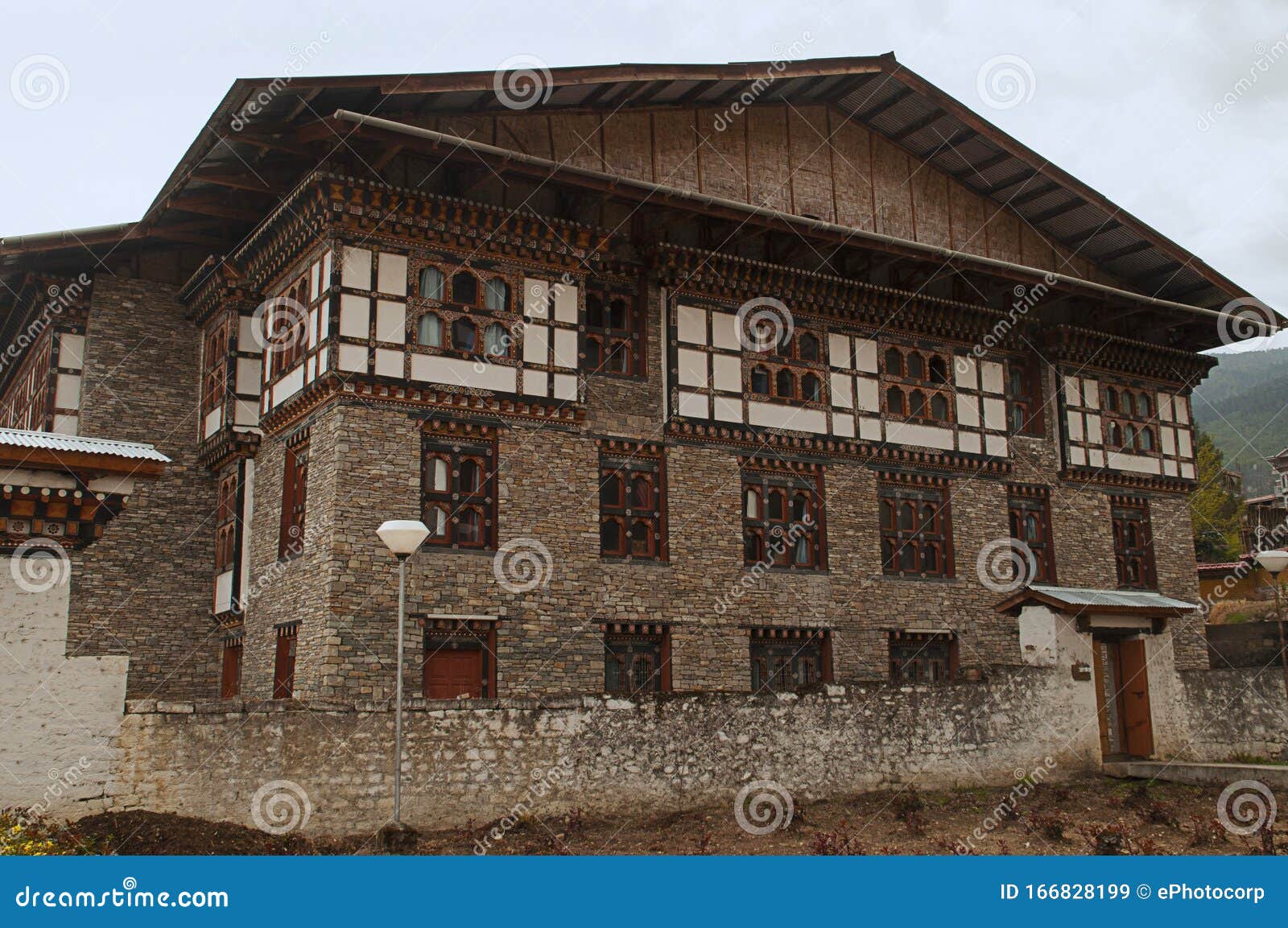 Traditional Building in Thimpu, Bhutan Stock Image - Image of field ...