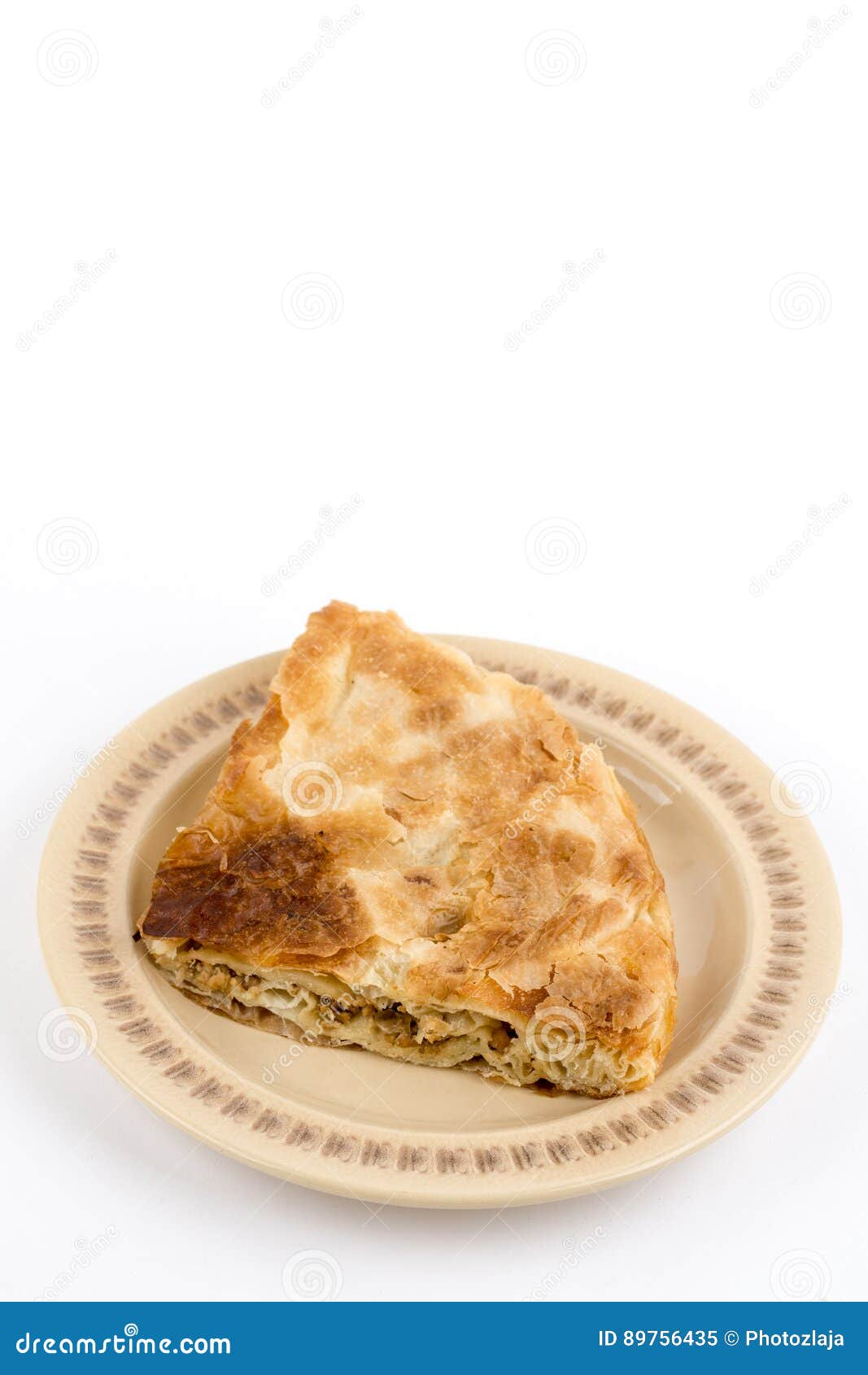 Traditional Burek Pie with Meat Isolated Over White Background Stock ...