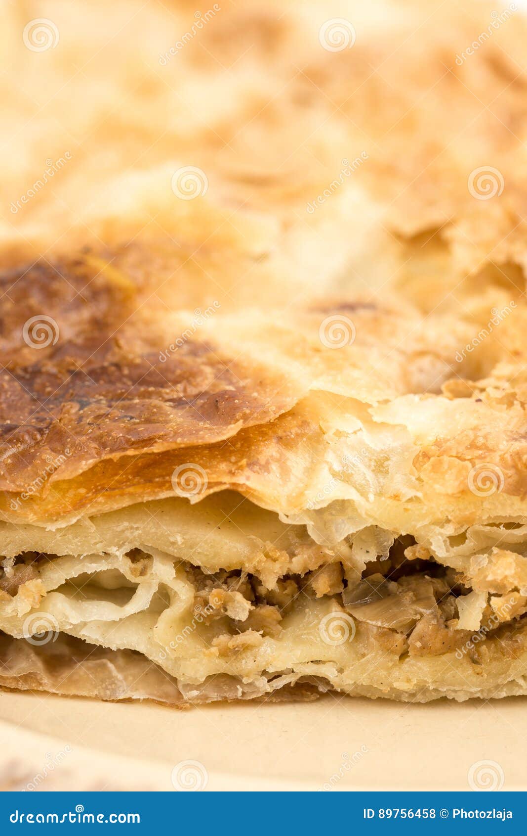 Traditional Burek Pie with Meat Isolated Over White Background Stock ...