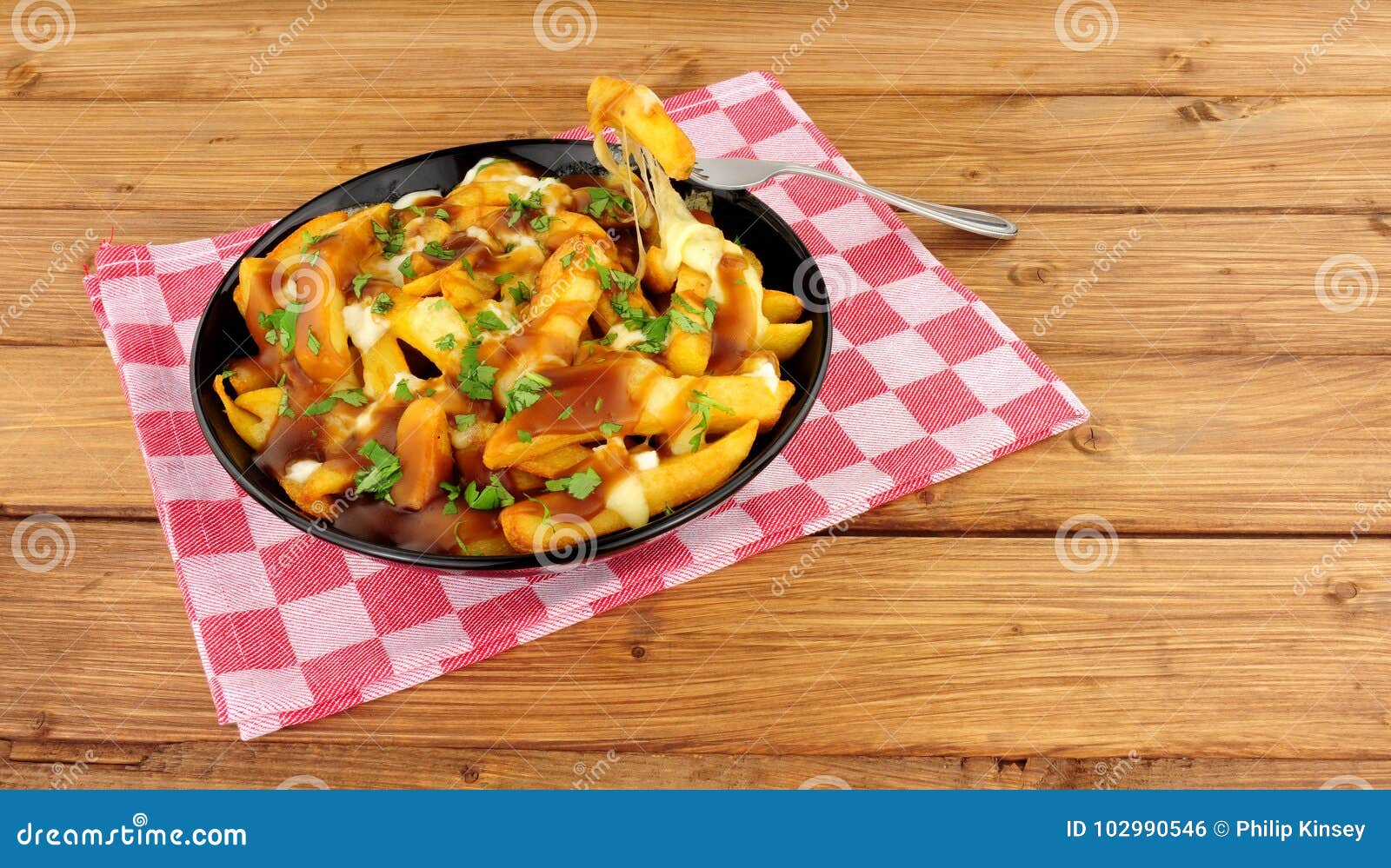 Traditional Canadian Poutine Meal Stock Photo - Image of chequered ...
