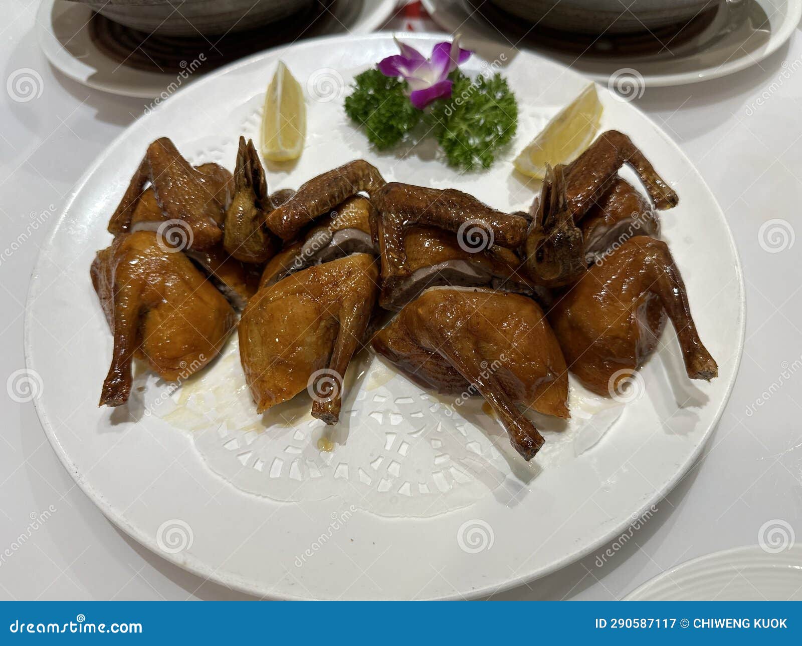 Traditional Cantonese Roasted or Grilled Crispy Pigeon Stock Image ...