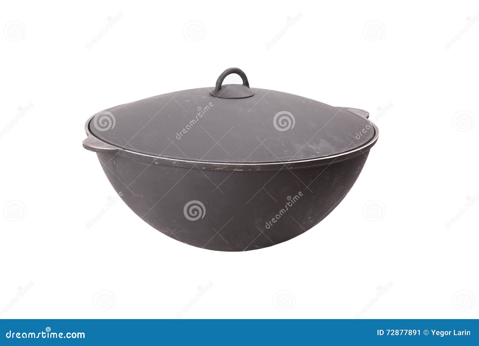 Traditional Cast Iron Cauldron Kazan Isolated on White Stock Image ...