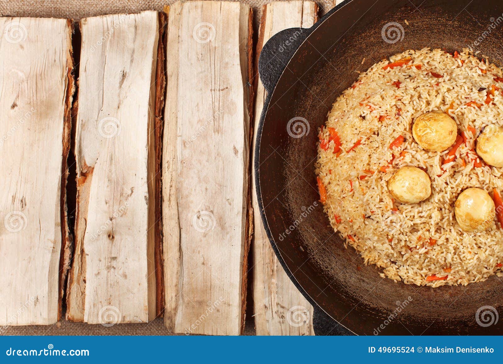 Traditional Central Asia Pilaf in Kazan Stock Photo - Image of people ...
