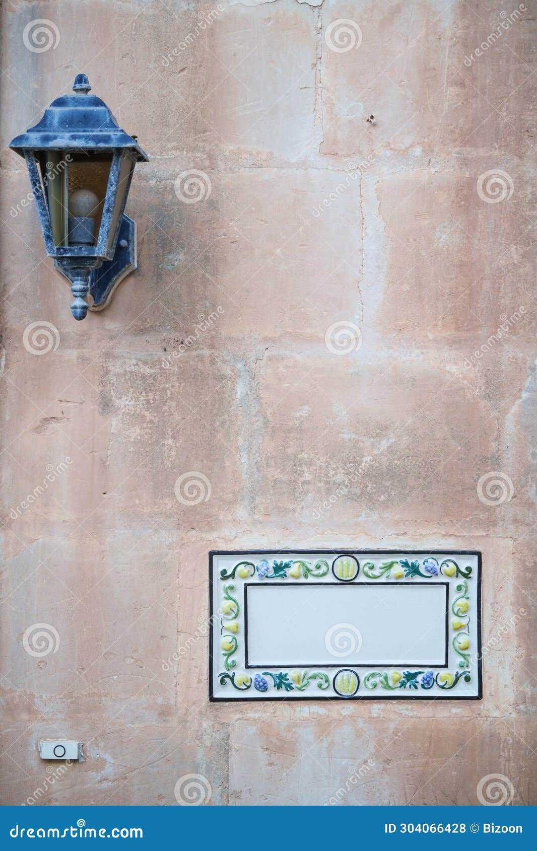 Traditional Ceramic Home Sign Board on Wall Stock Photo - Image of town ...