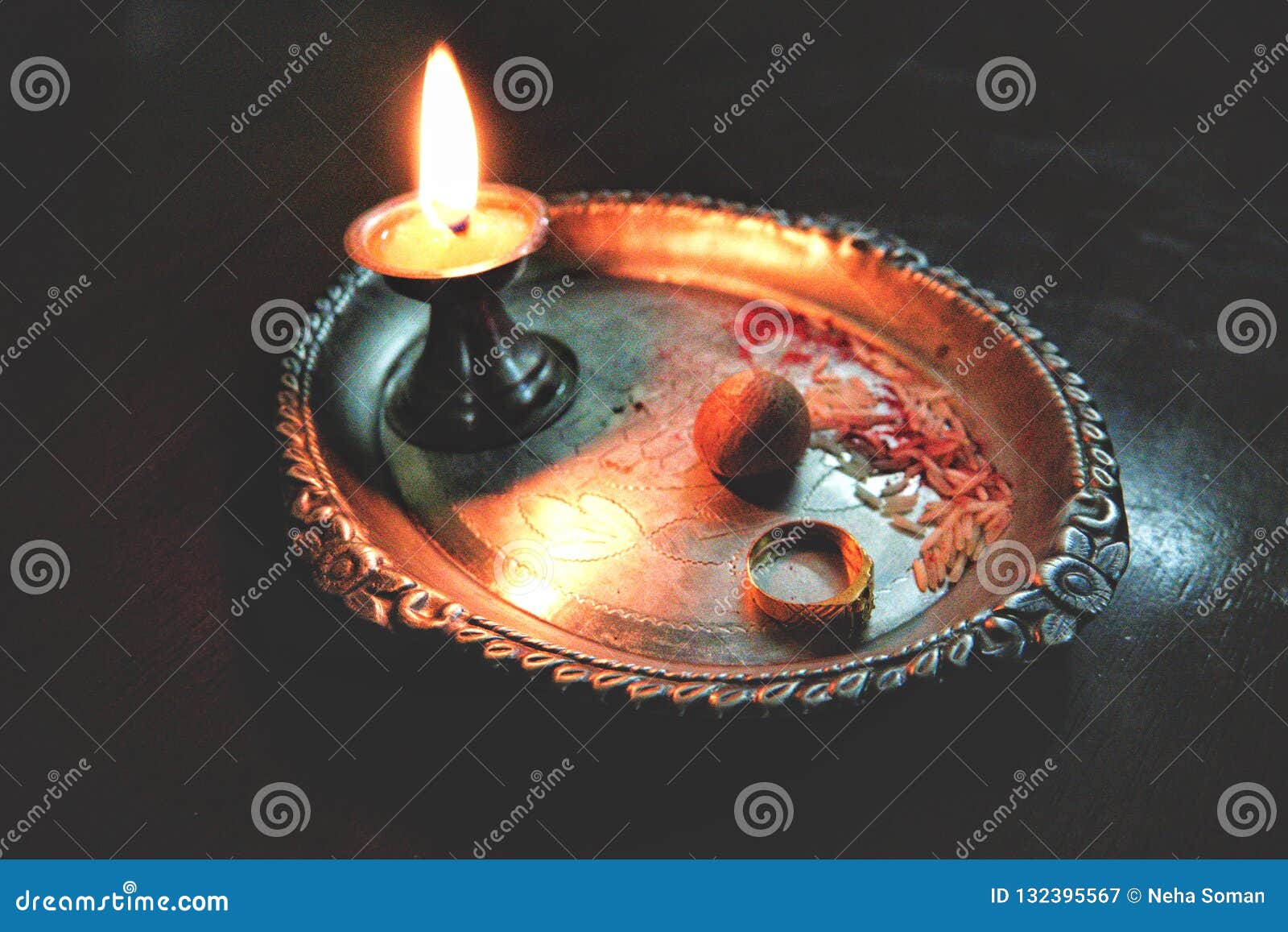 Puja thali stock image. Image of custom, celebration - 132395567