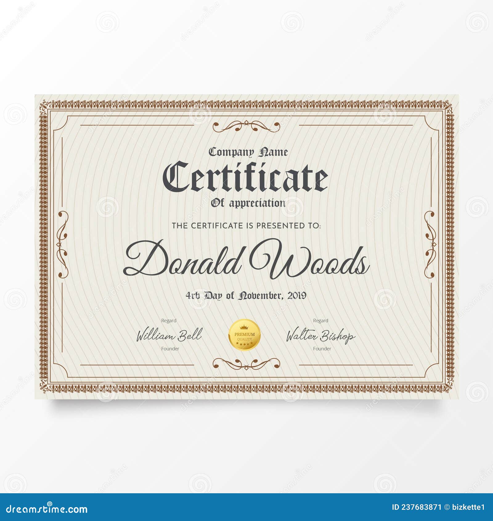 Traditional Certificate with Classic Frame Template with Abstract ...