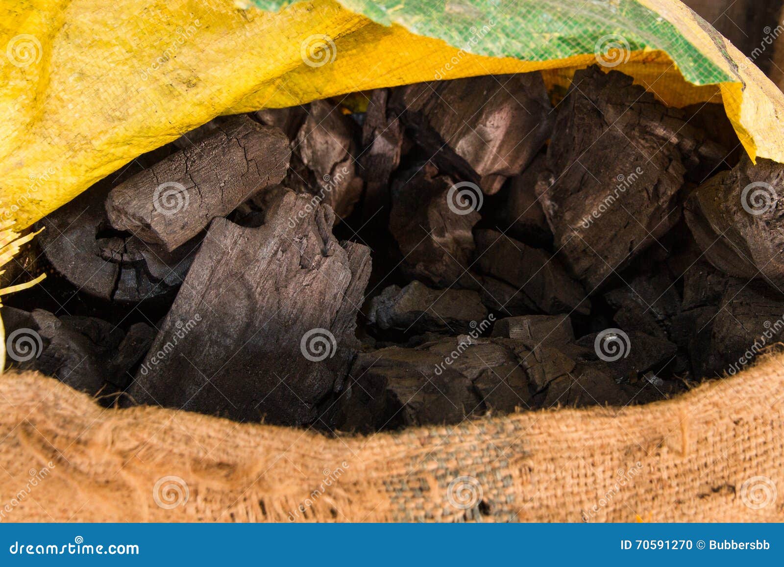 Traditional Charcoal Wood in Sack Stock Photo - Image of pure, branch ...