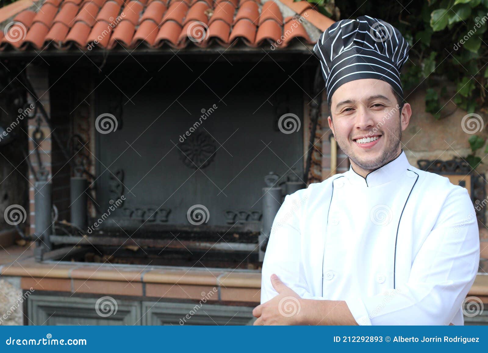 Traditional Chef with Black and White Uniform Stock Image - Image of ...