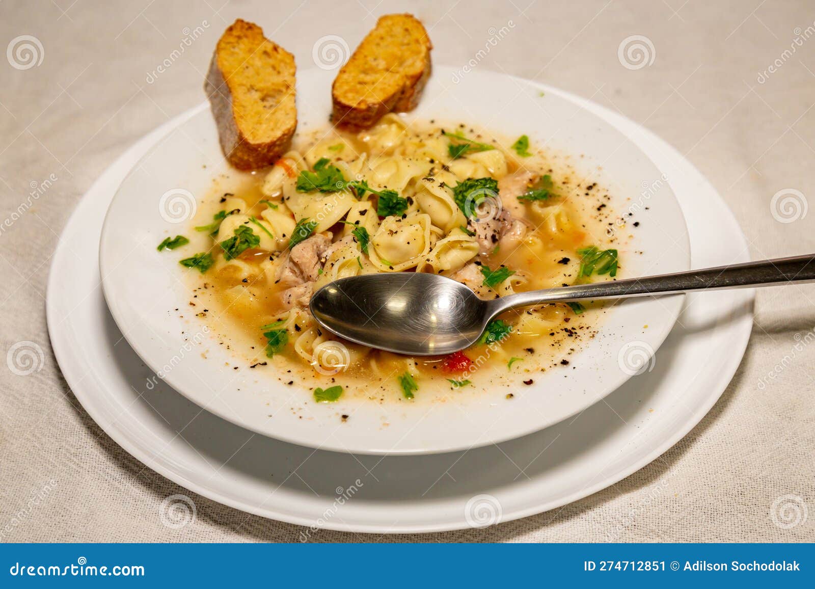 Traditional Chicken Agnolini (capeletti) Soup. Winter Soup Stock Image ...