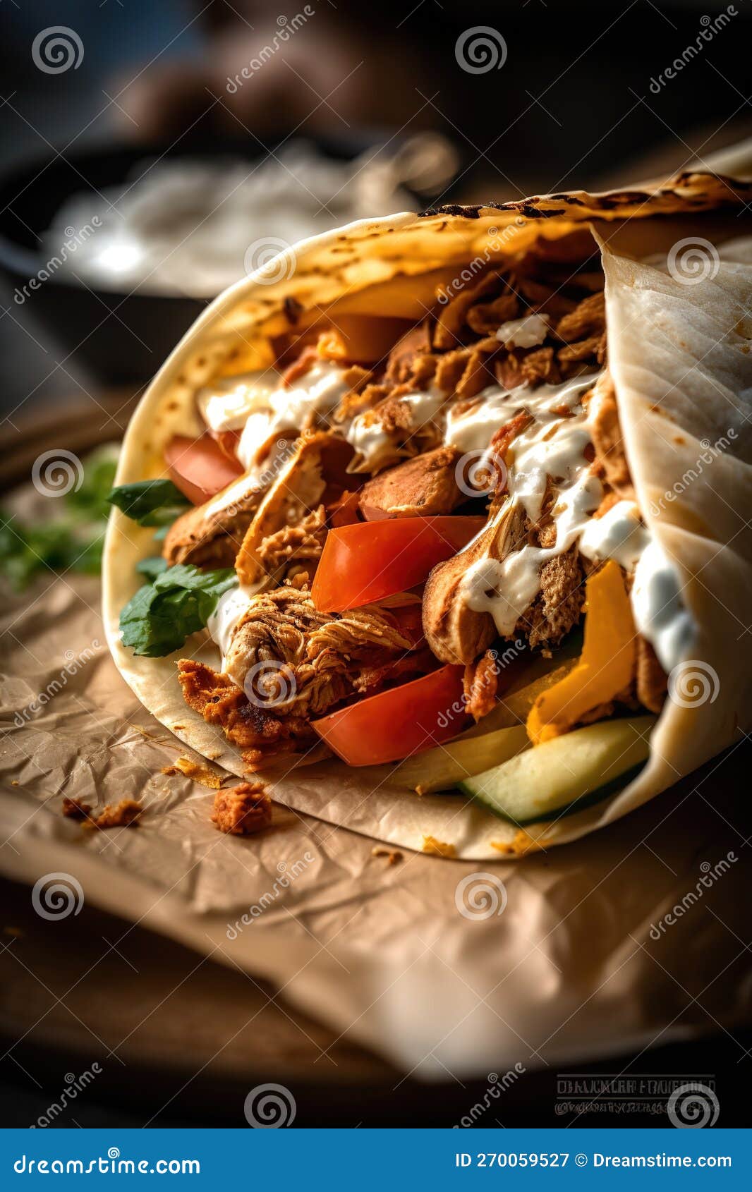 Traditional Chicken Shawarma, Close Up. Generative AI Stock ...