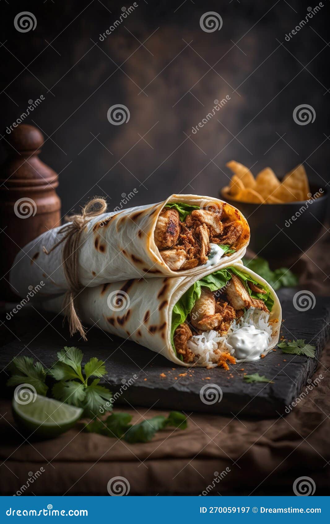 Traditional Chicken Shawarma On A Dark Background With Copy Space ...