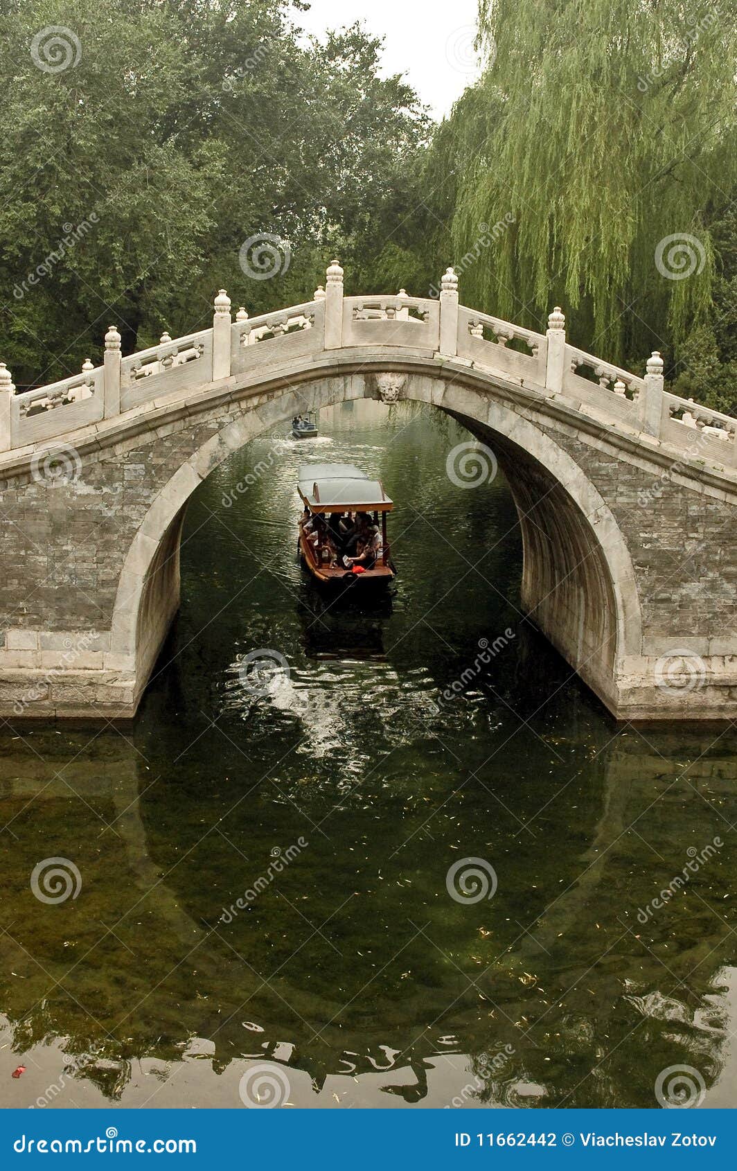 Traditional Chinese Arc Bridge. Stock Photo - Image of reflection, boat ...