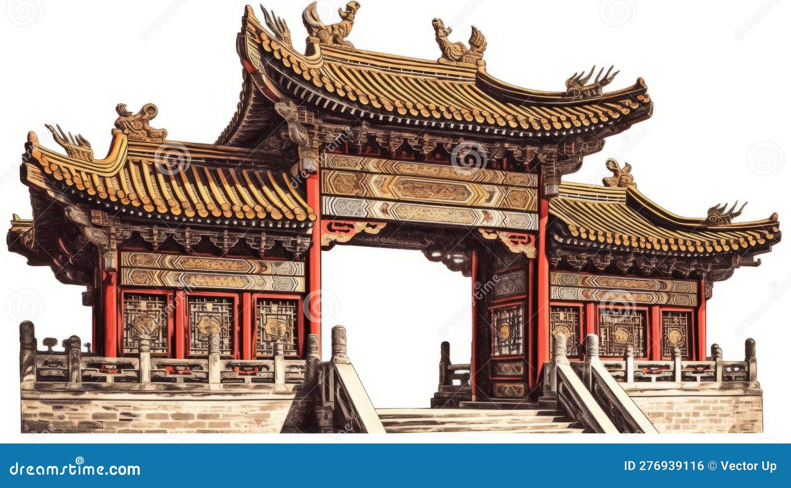 Traditional Chinese Arc. Generative AI Stock Illustration ...