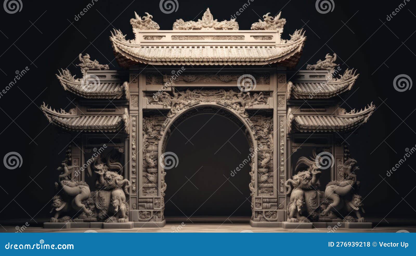 Traditional Chinese Arc. Generative AI Stock Illustration ...