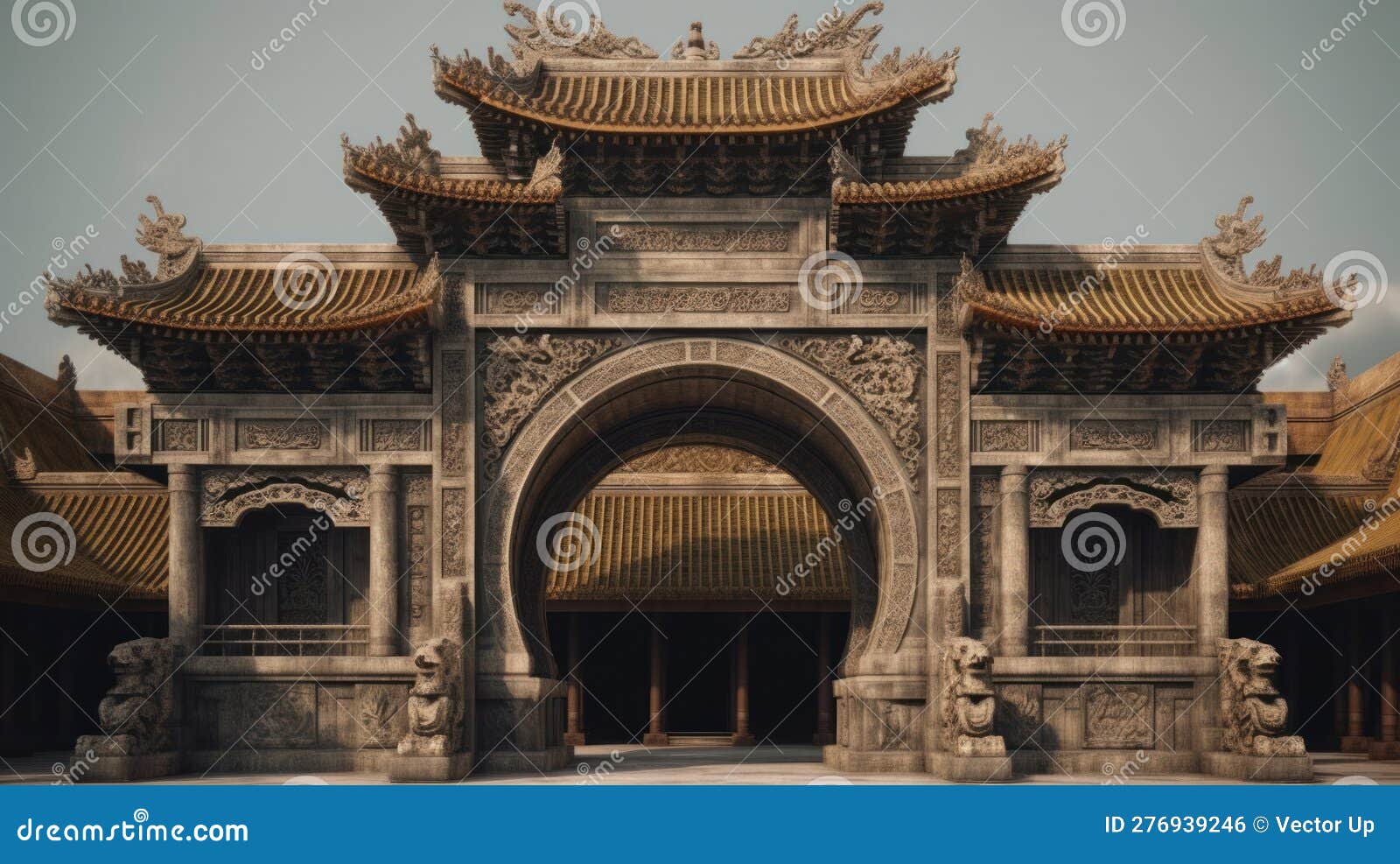 Traditional Chinese Arc. Generative AI Stock Illustration ...