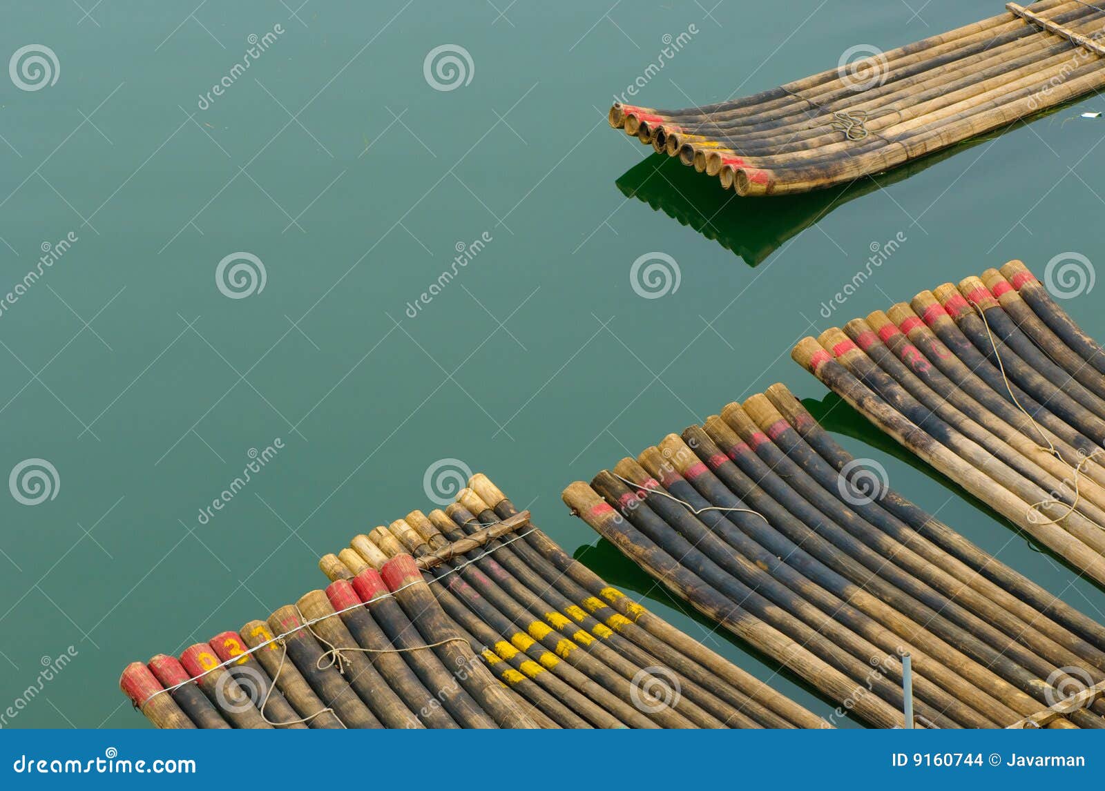 Traditional Chinese Bamboo Rafts Stock Photo - Image of scenic ...