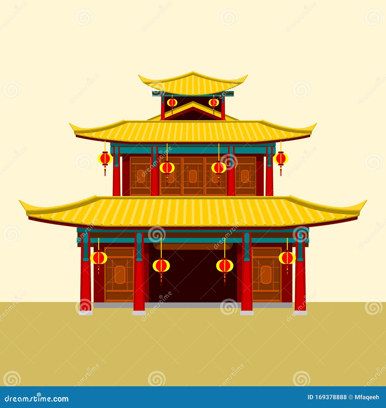 Three Roofs Traditional Chinese Building Vector Illustration Stock ...