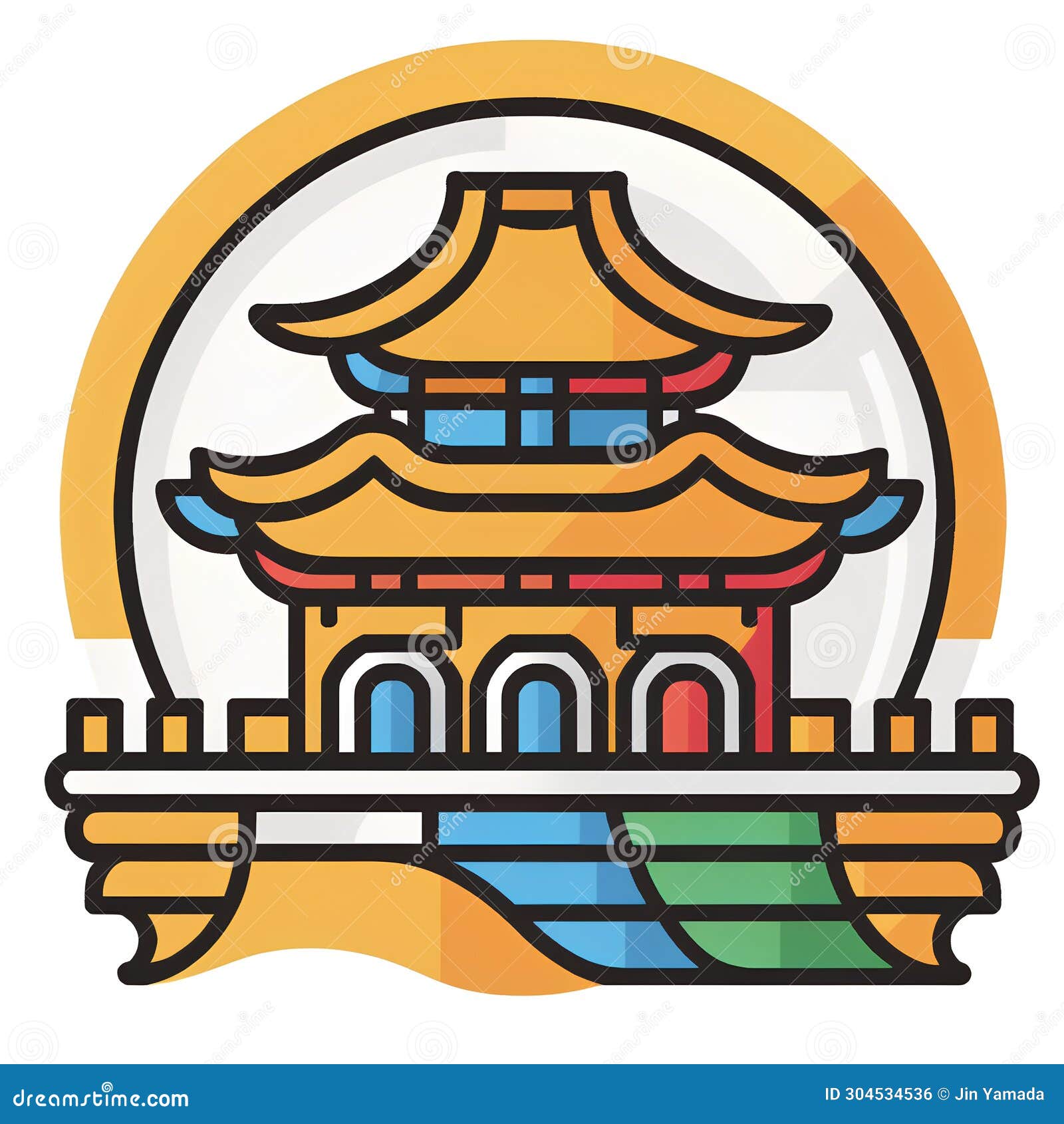 Traditional Chinese Building Icon. Vector Illustration in Flat Design ...