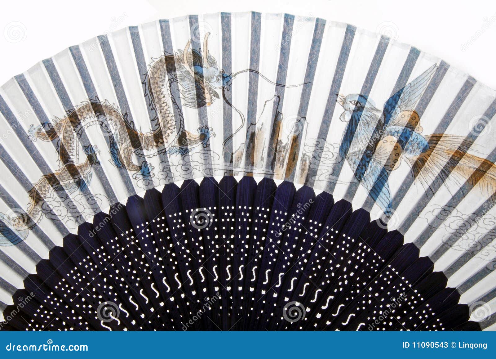 Traditional Chinese fan stock illustration. Illustration of dragon ...