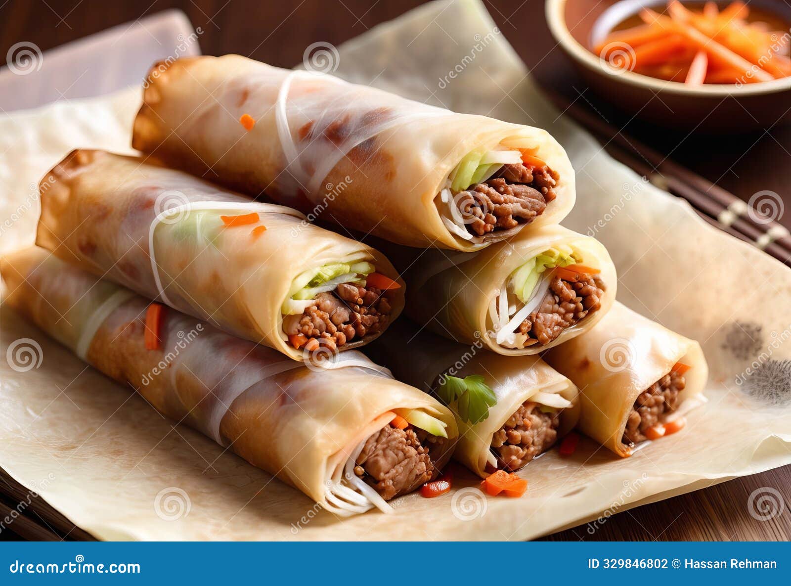 A Traditional Chinese Food. it S Called Spring Rolls Stock Illustration ...