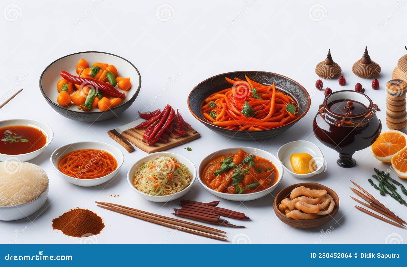 Traditional Chinese Food Served in White Table Stock Illustration ...
