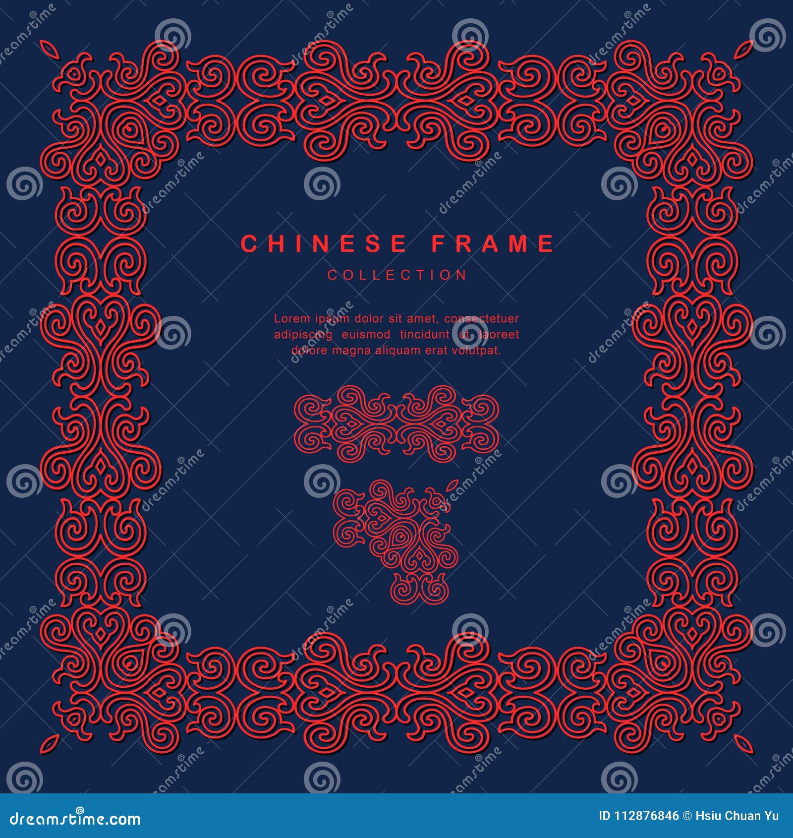 Traditional Chinese Frame Tracery Design Decoration Elements Stock ...