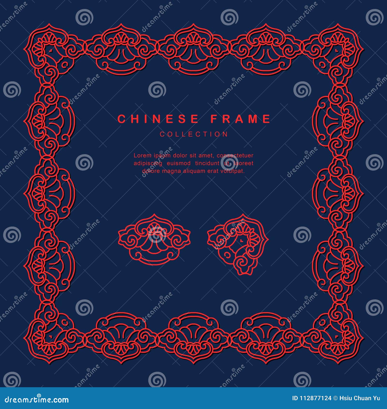 Traditional Chinese Frame Tracery Design Decoration Elements Stock ...