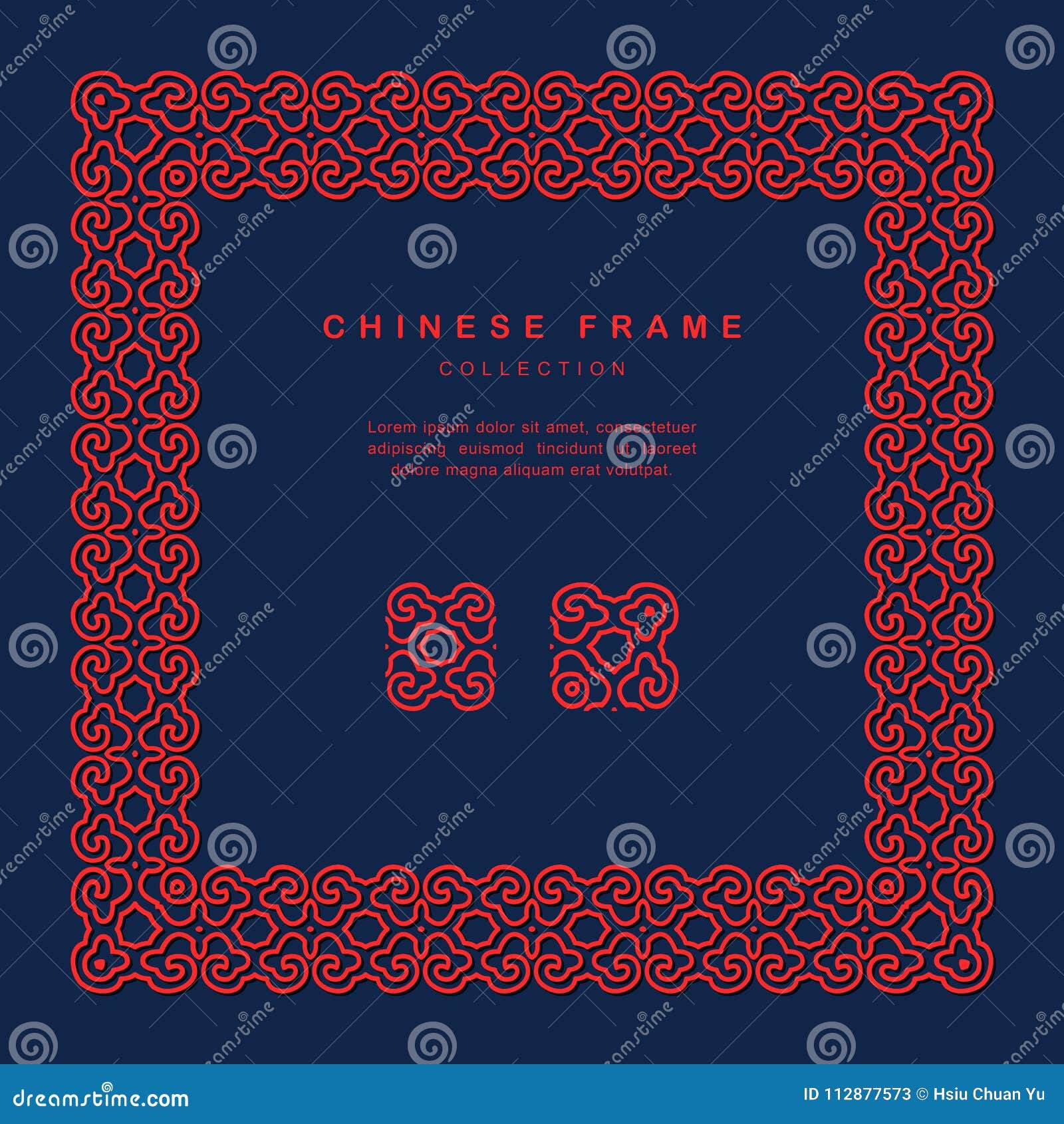 Traditional Chinese Frame Tracery Design Decoration Elements Stock ...