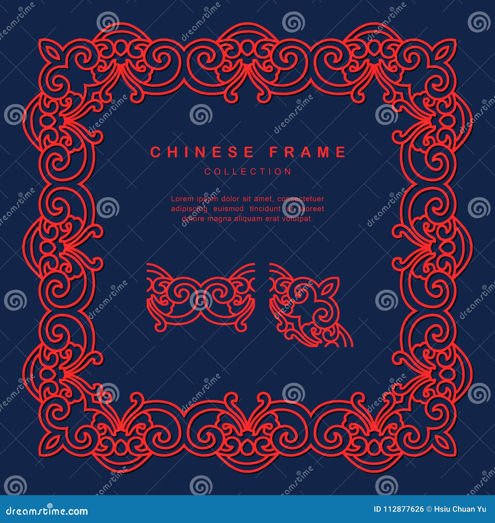 Traditional Chinese Frame Tracery Design Decoration Elements Stock ...