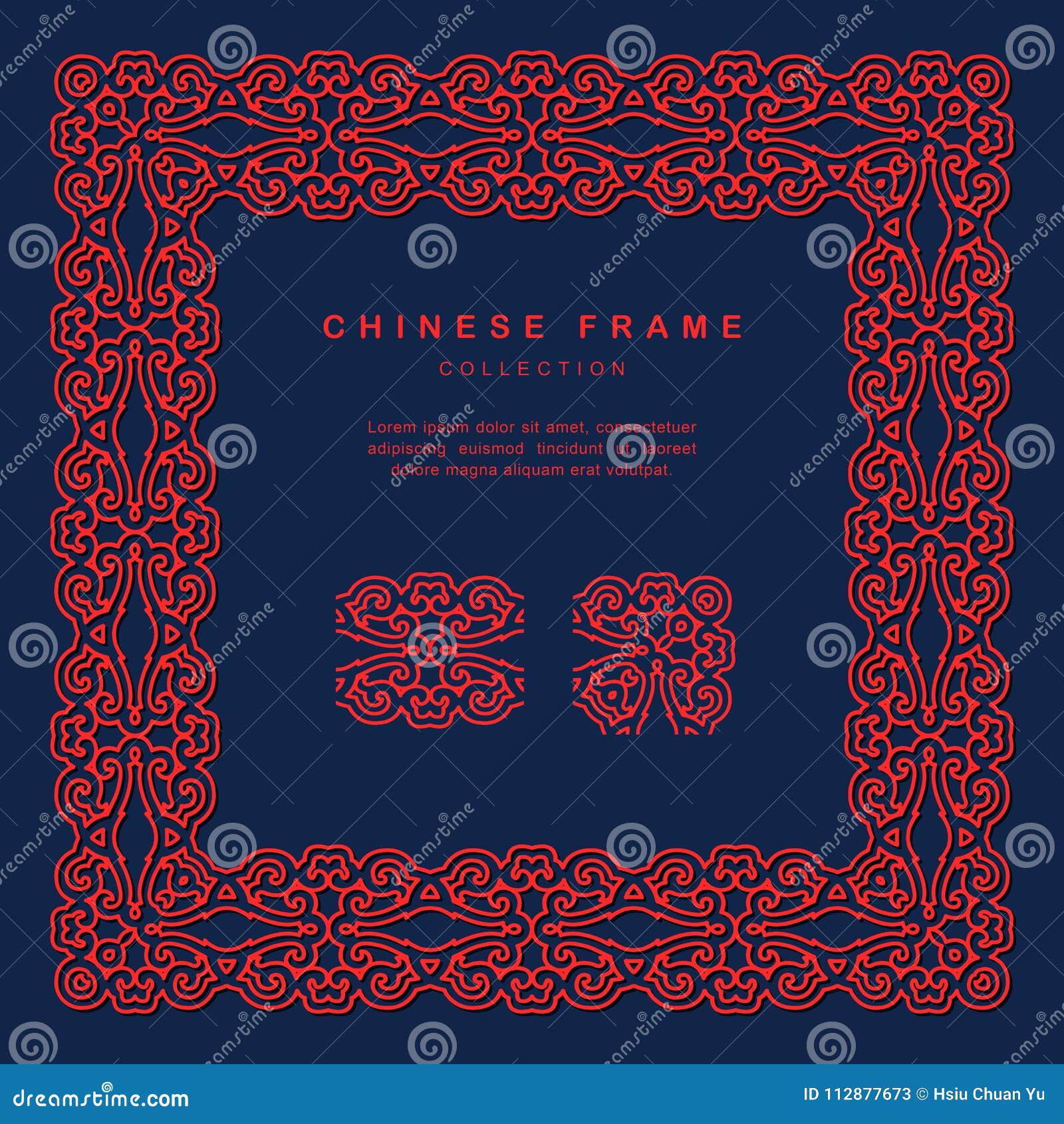 Traditional Chinese Frame Tracery Design Decoration Elements Stock ...