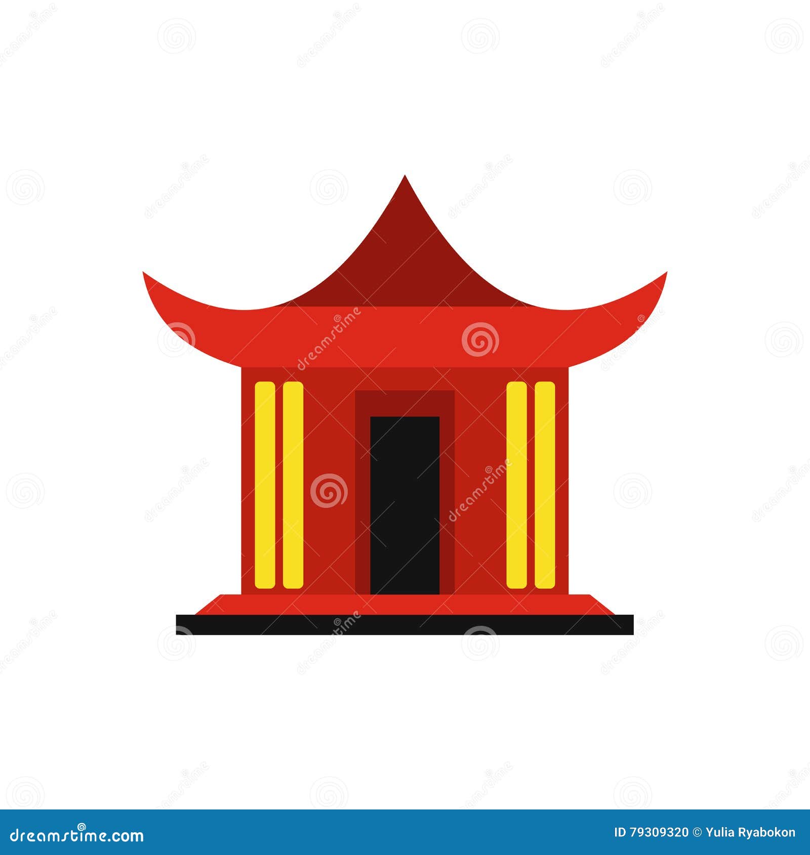 Traditional Chinese House Icon, Flat Style Stock Vector - Illustration ...