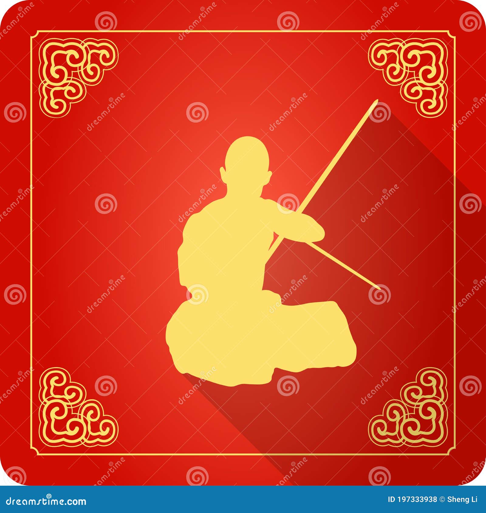 Traditional Chinese Kung Fu Master Icon, Flat Design Stock Vector ...