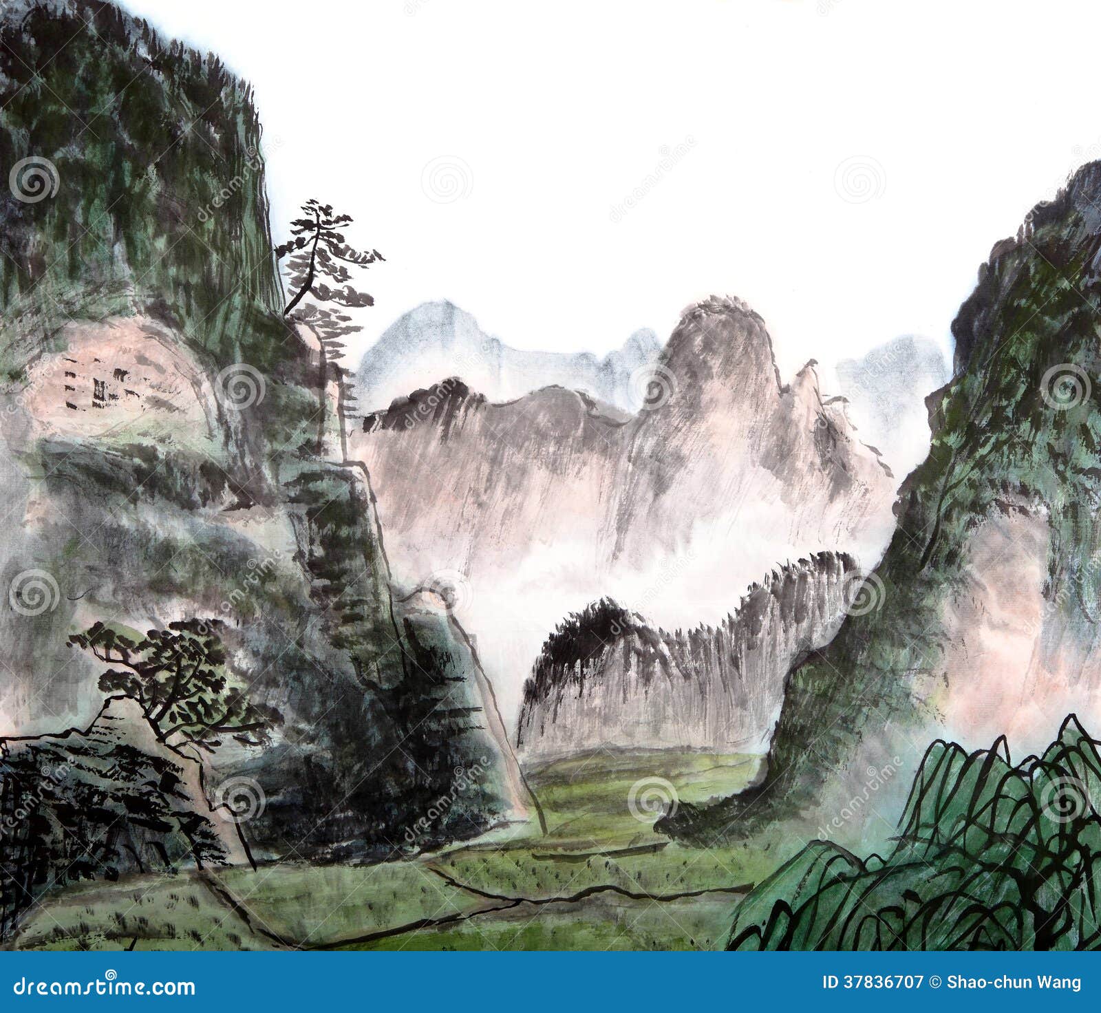 Traditional Chinese Painting , Landscape Stock Image - Image of ...