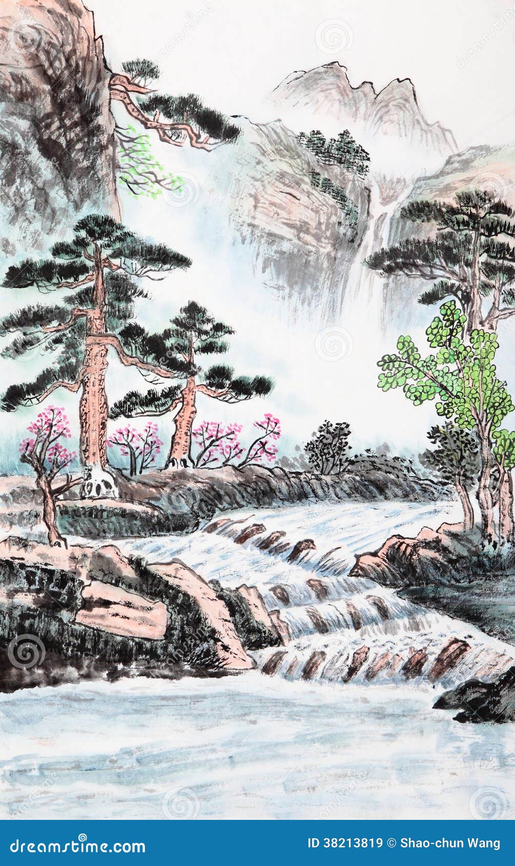 Traditional Chinese Painting , Landscape Stock Illustration ...