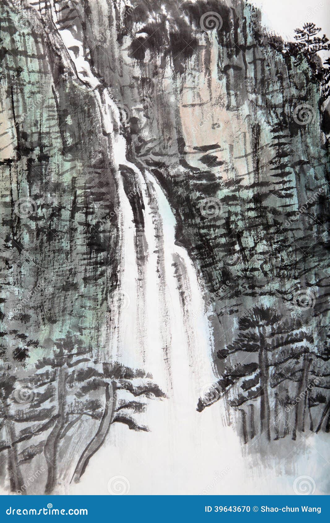 Traditional Chinese Painting , Landscape,trees Stock Photo - Image of ...