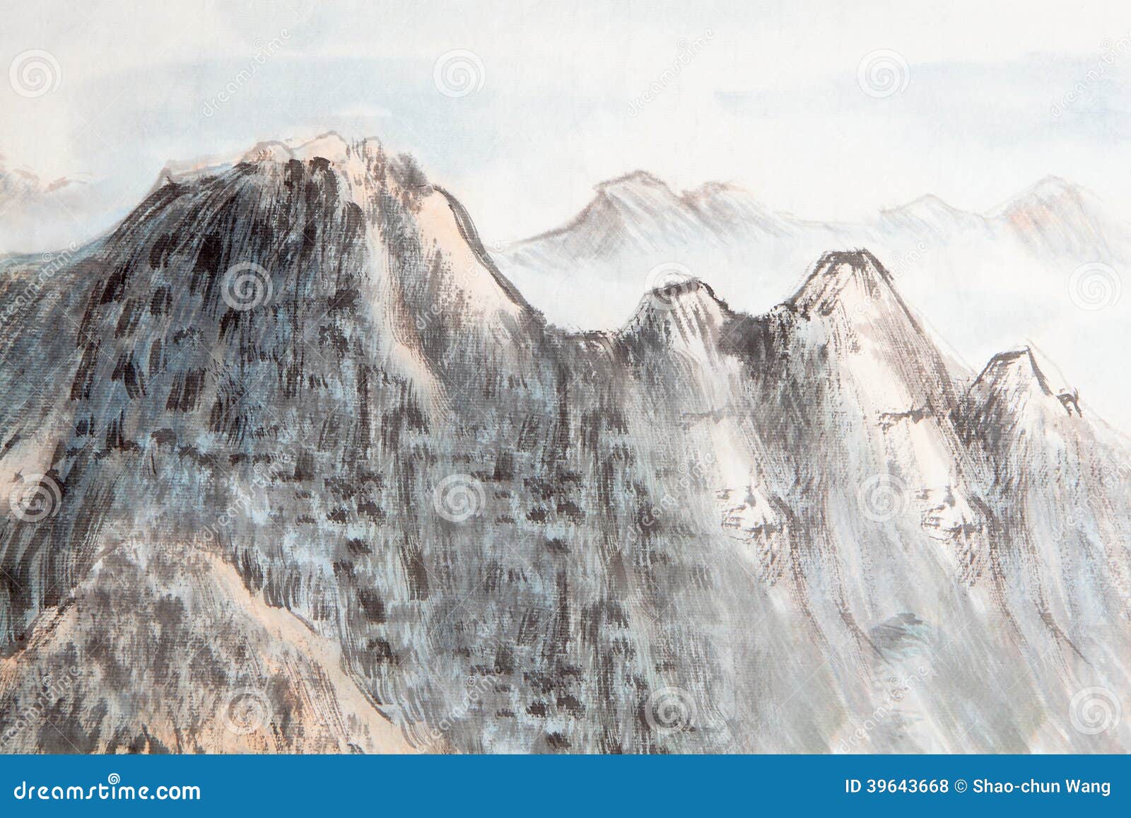Traditional Chinese Painting , Mountain,trees Stock Photo - Image of ...