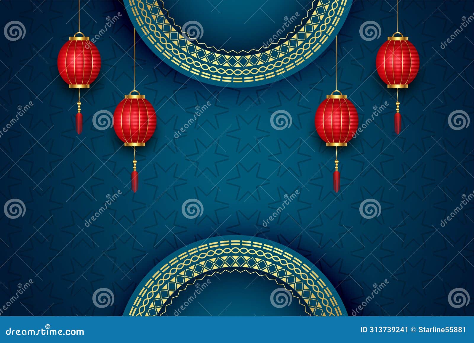 Traditional Chinese Realistic Background with Lanterns Decoration Stock ...